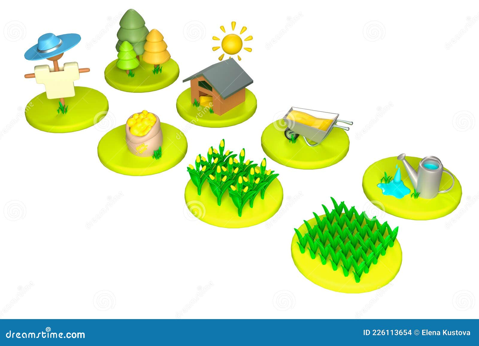 Set of 3d Icons about Agriculture. 3d Illustration Stock Illustration ...