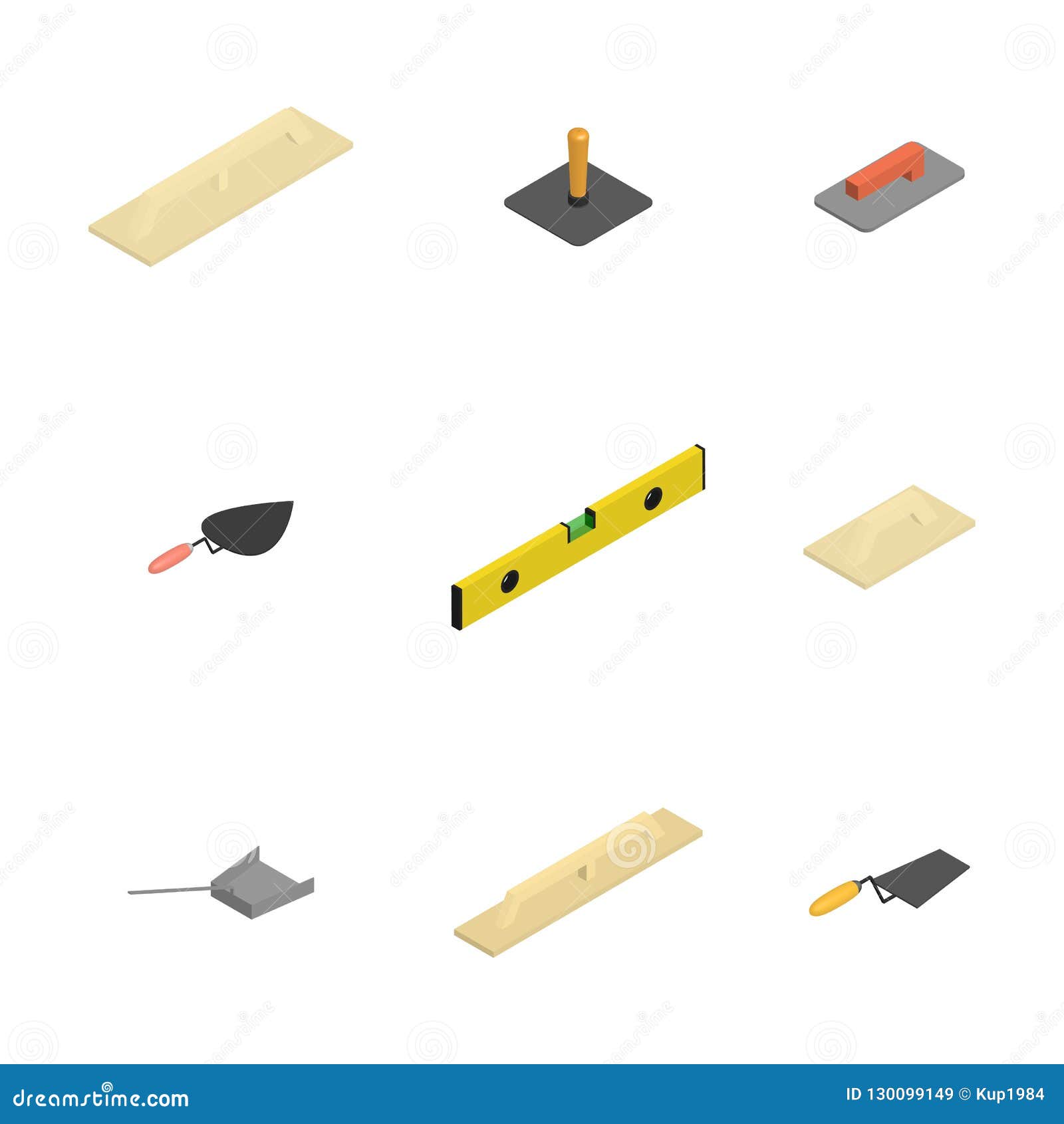 Set of 3d Icons Plastering Tools, Vector Illustration. Stock Vector ...