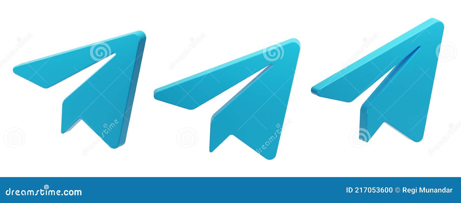 Set of 3D Isolated Render of Floating Telegram Chat App Social Media ...