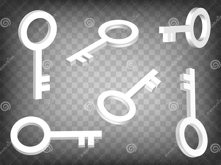 Set of 3d Key on Transparent Background. Key 3d Icon Illustration with ...