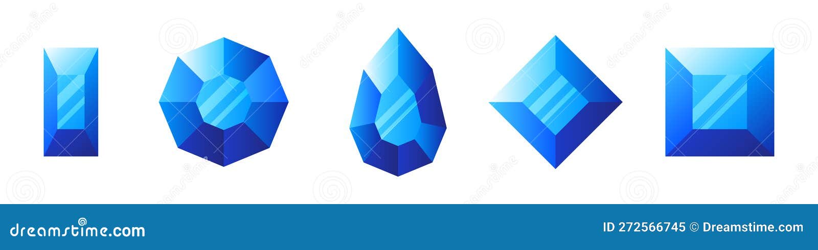 Set of 3D Light Blue Diamonds. Stock Vector - Illustration of aqua ...