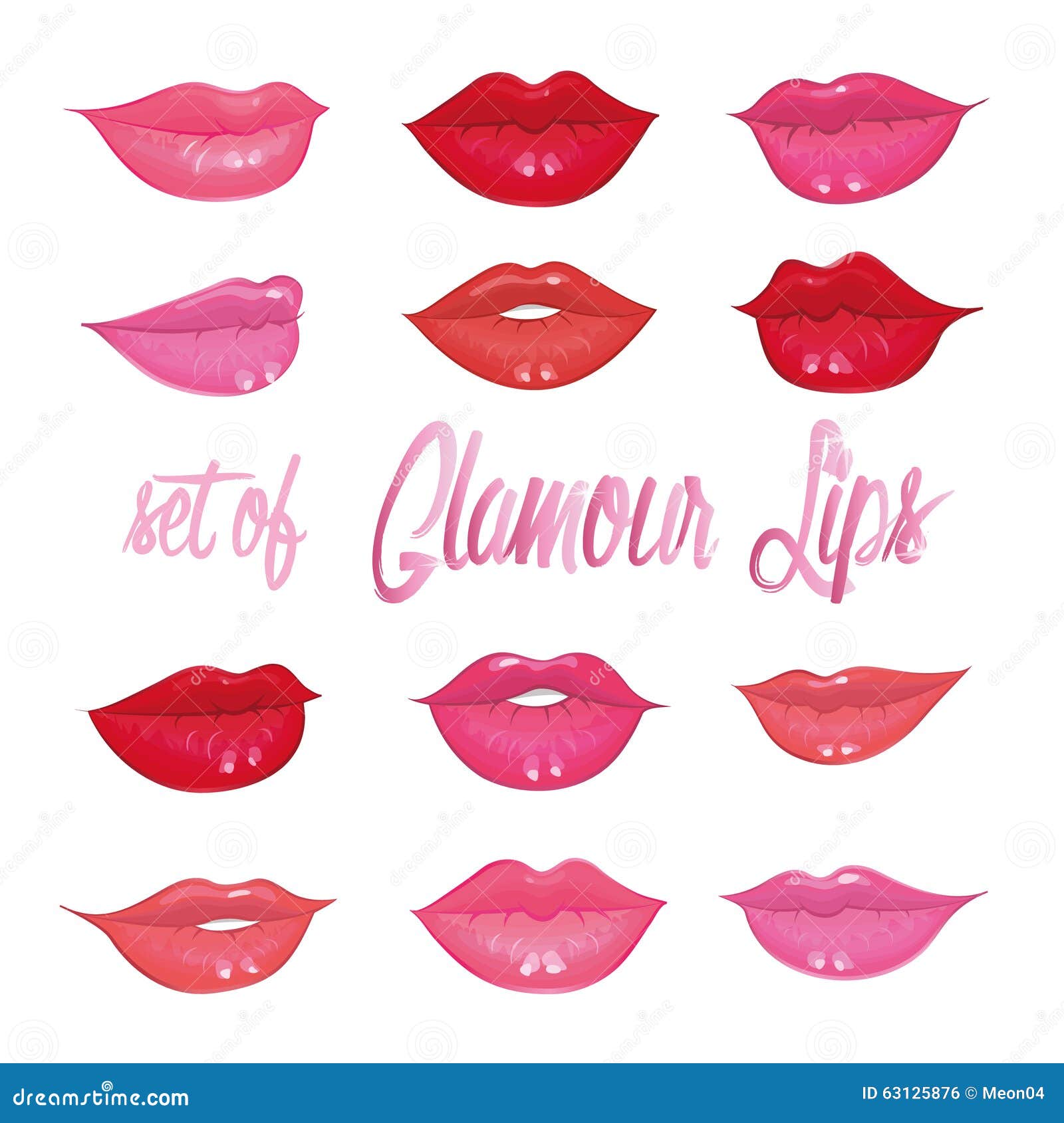 Set of 3D lips stock vector. Illustration of glamorous - 63125876