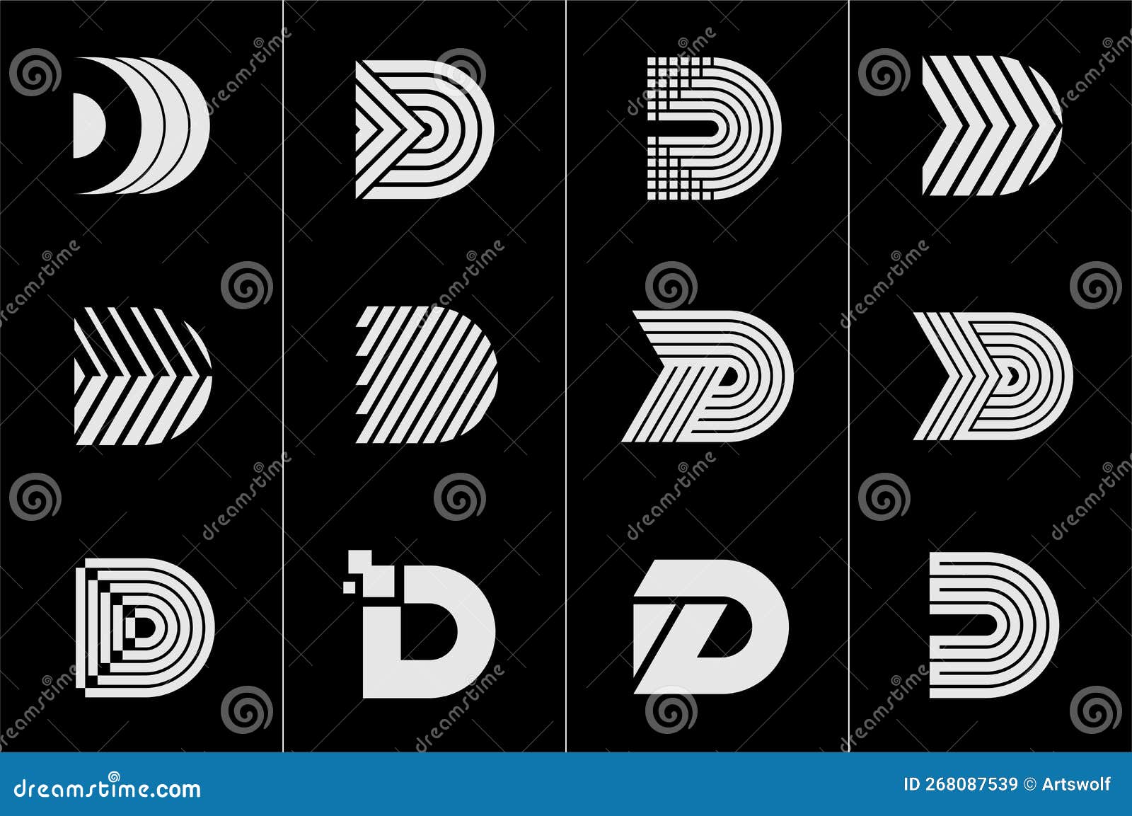 Set of D Logo Design. Minimalist D Letter Logo Vector Bundle. Stock ...