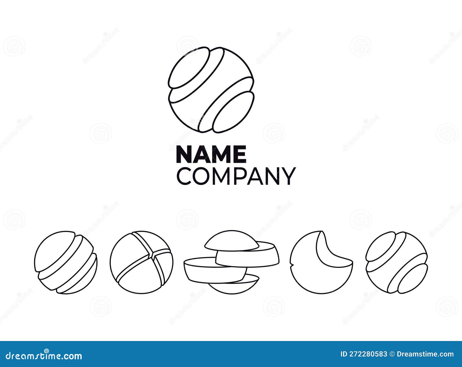 A Set of 3D Logos of a Spherical Shape. Outline Stock Vector ...