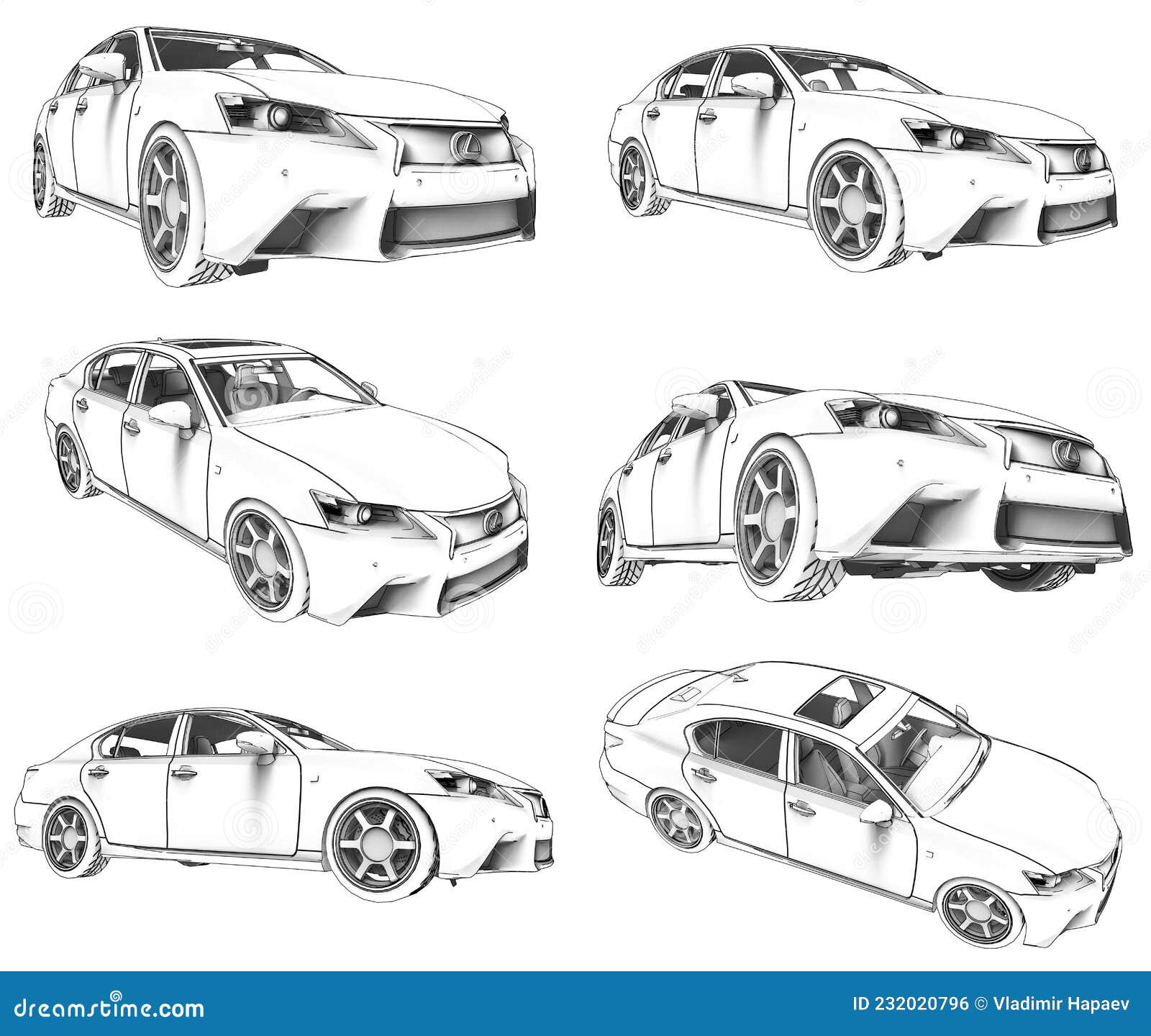 3d Model Red Lexus Gs On White Background. 3d Rendering. Editorial ...