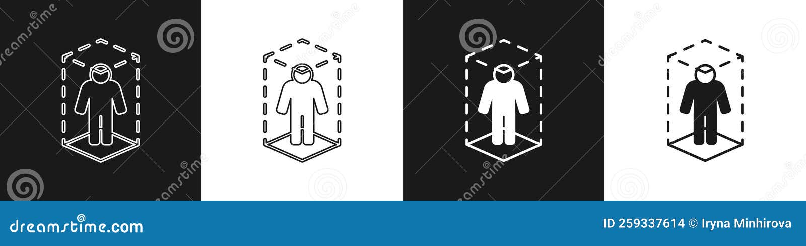 Set 3d Modeling Icon Isolated on Black and White Background. Augmented ...