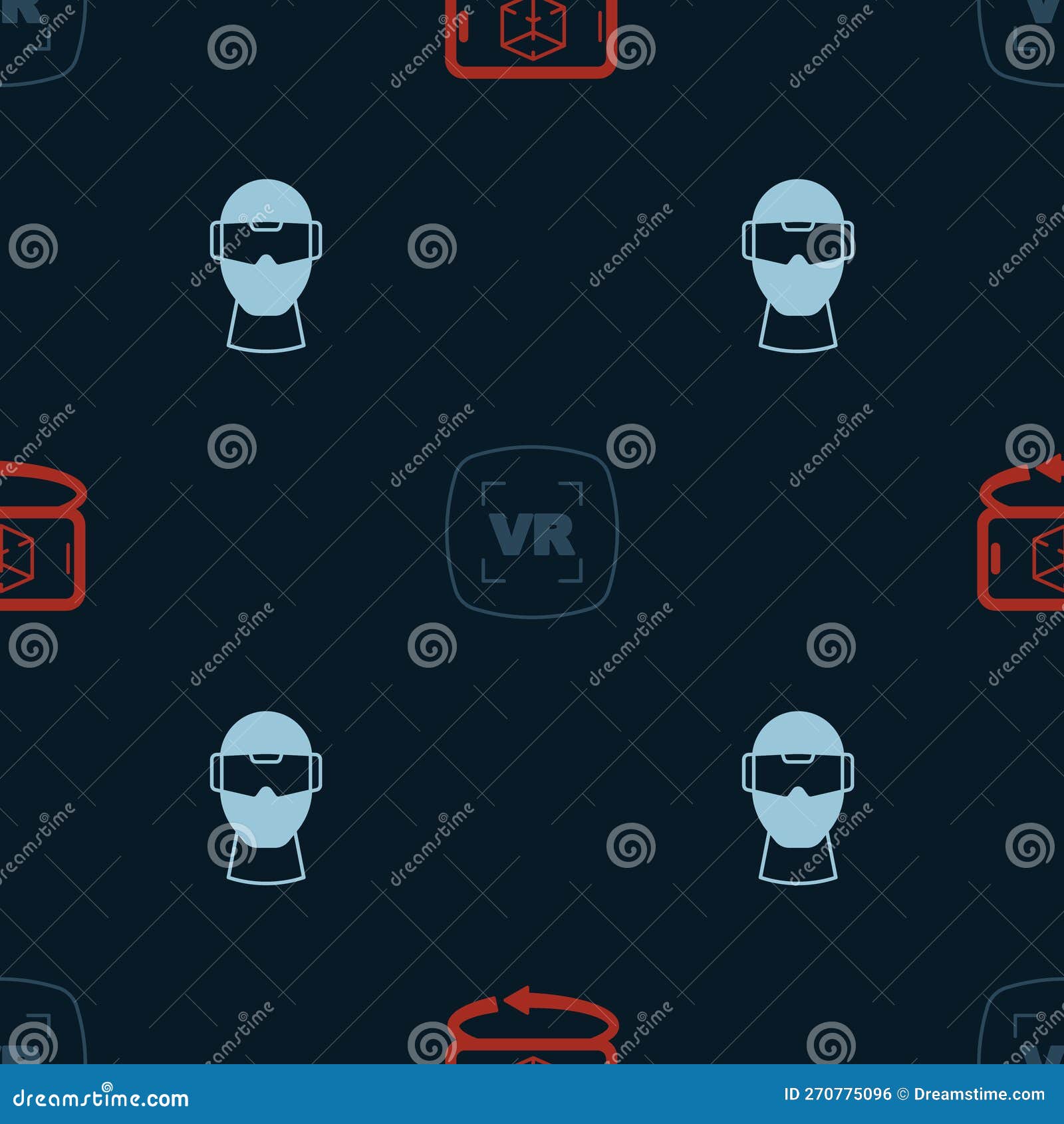 Set 3d Modeling, Virtual Reality and Glasses on Seamless Pattern ...