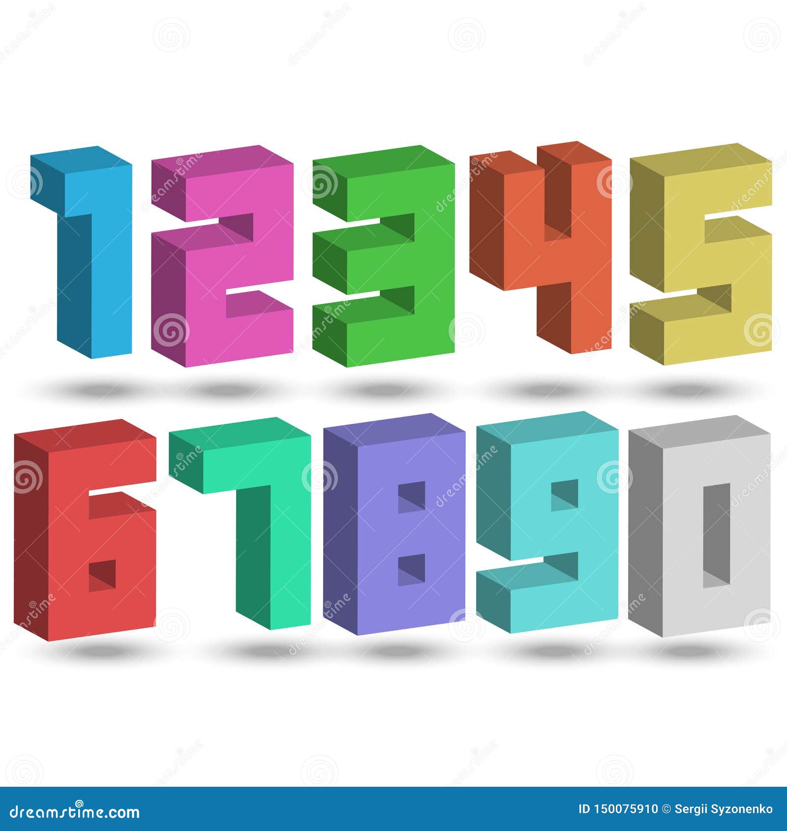 Set of 3d Numbers of Bright Multicolored Isometric Shape, a Collection ... Set of 3d Numbers of Bright Multicolored Isometric Shape, a Collection ...