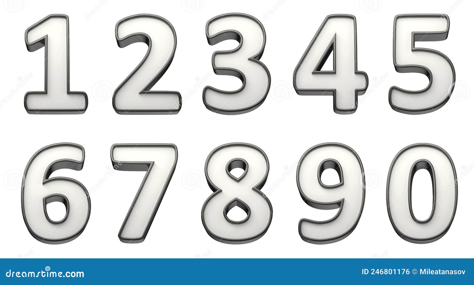Set of 3D shiny numbers stock photo. Illustration of isolated - 246801176