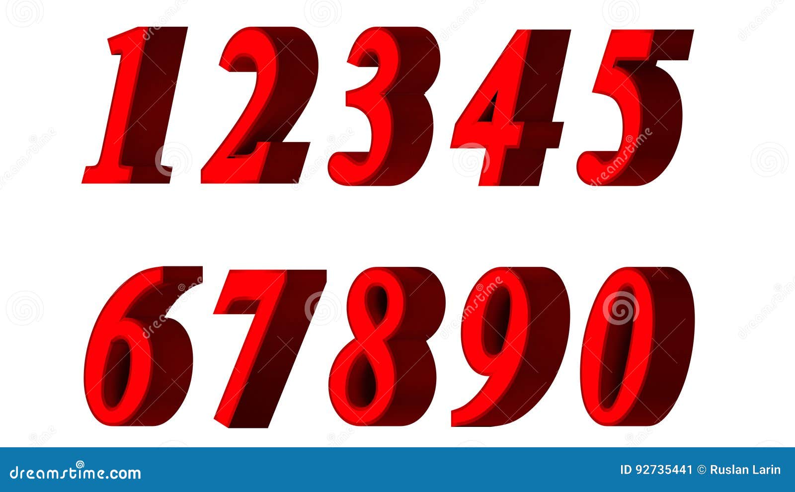 Set of 3D Numbers. Red Font in White Background. Isolated, Easy To Use ...