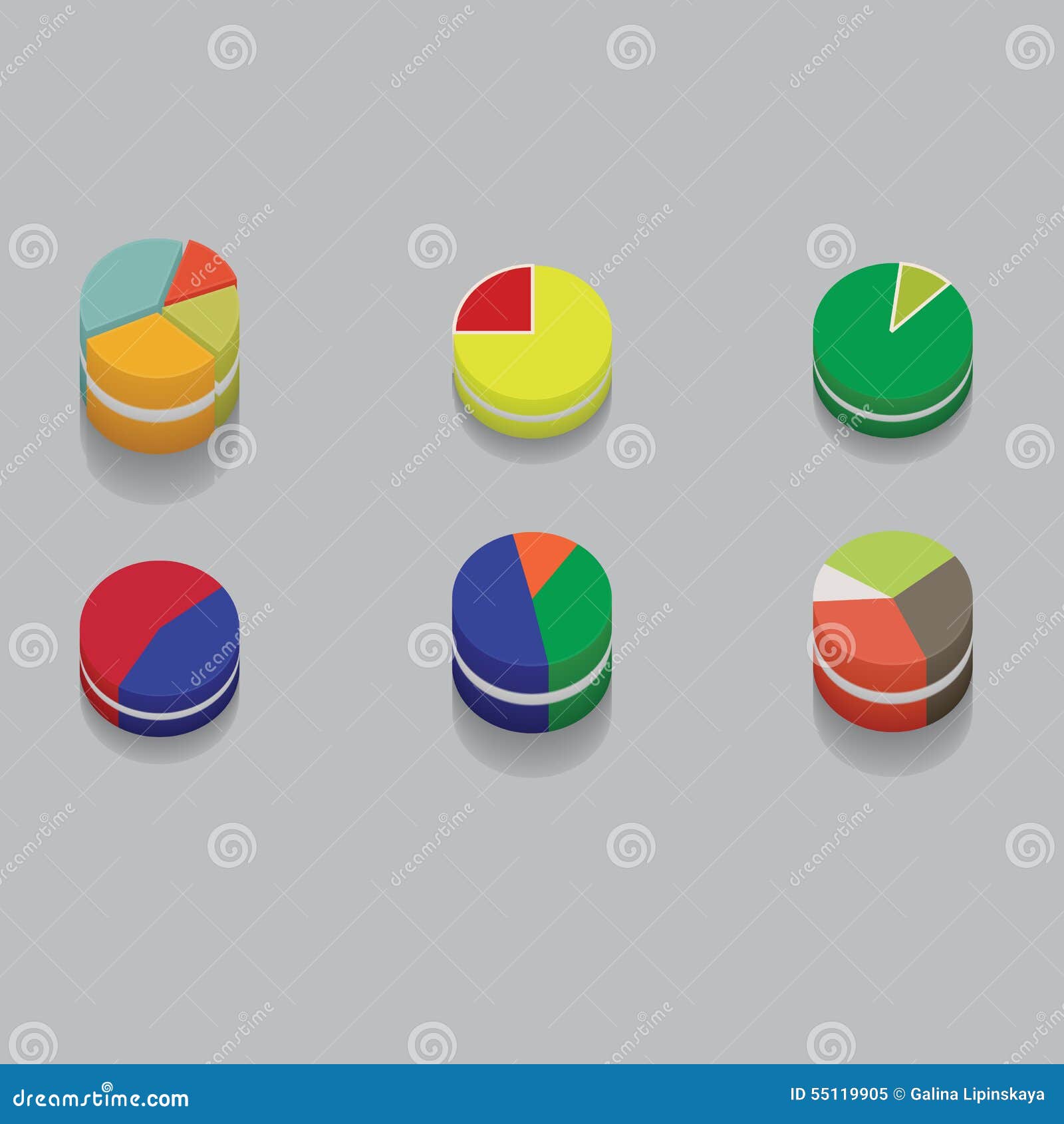 Set of 3D Pie Charts. Business Items without Numbers Stock Vector ...