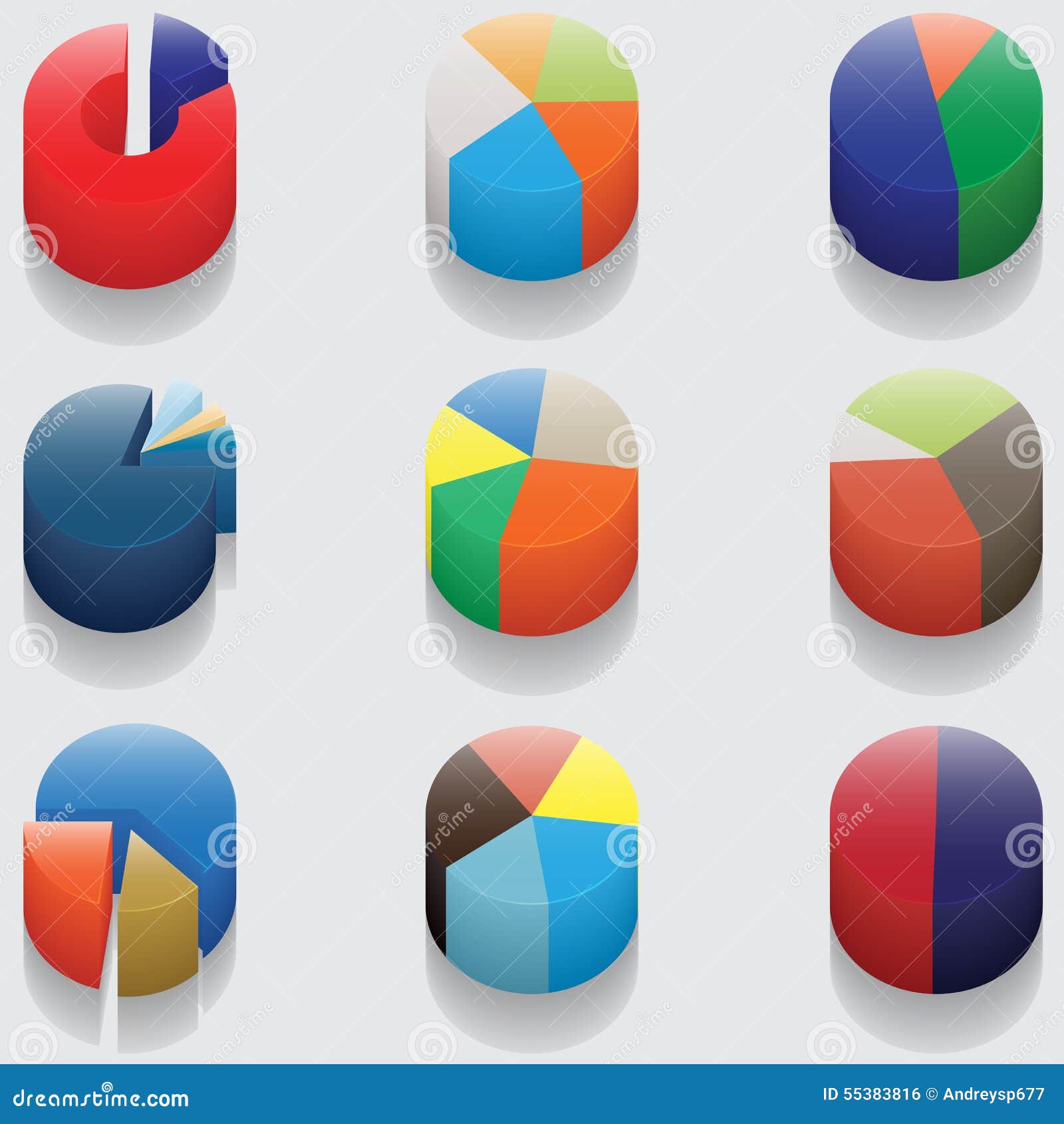 Set of 3D Pie Charts. Business Items without Numbers Stock Vector ...