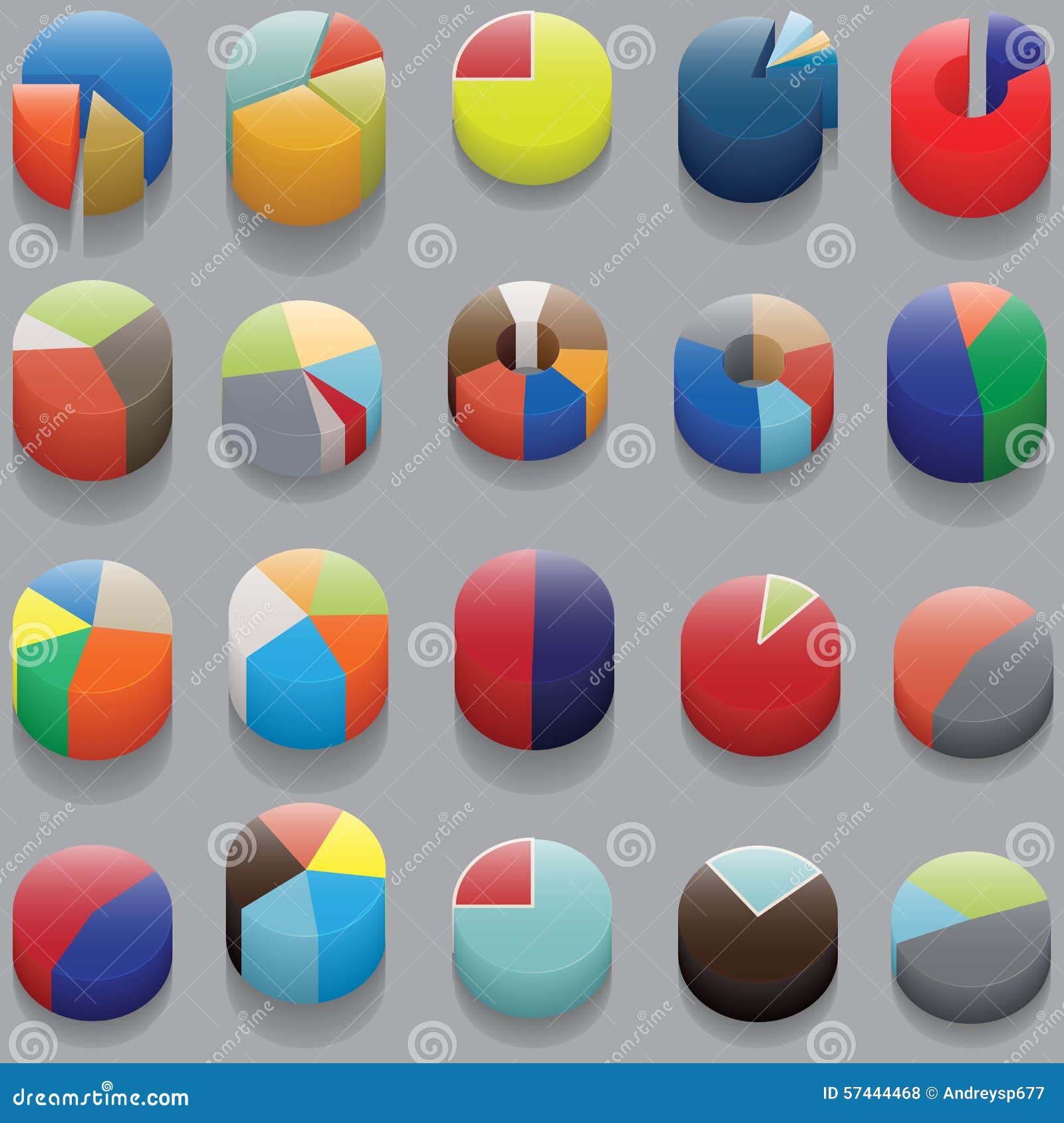 Set of 3D Pie Charts. Business Items without Numbers Stock Illustration ...