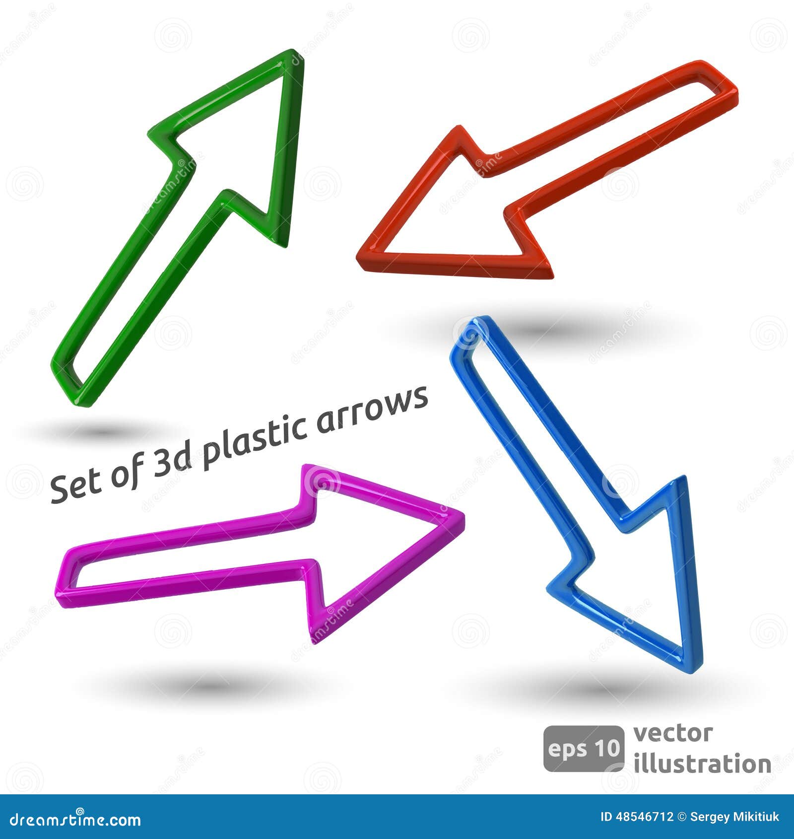 Set of 3d plastic arrows stock vector. Illustration of motion - 48546712