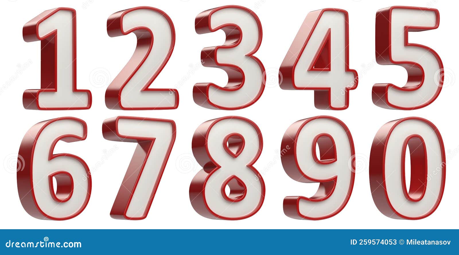 Set of 3D Plastic Numbers with Red Frame Stock Image - Illustration of ...