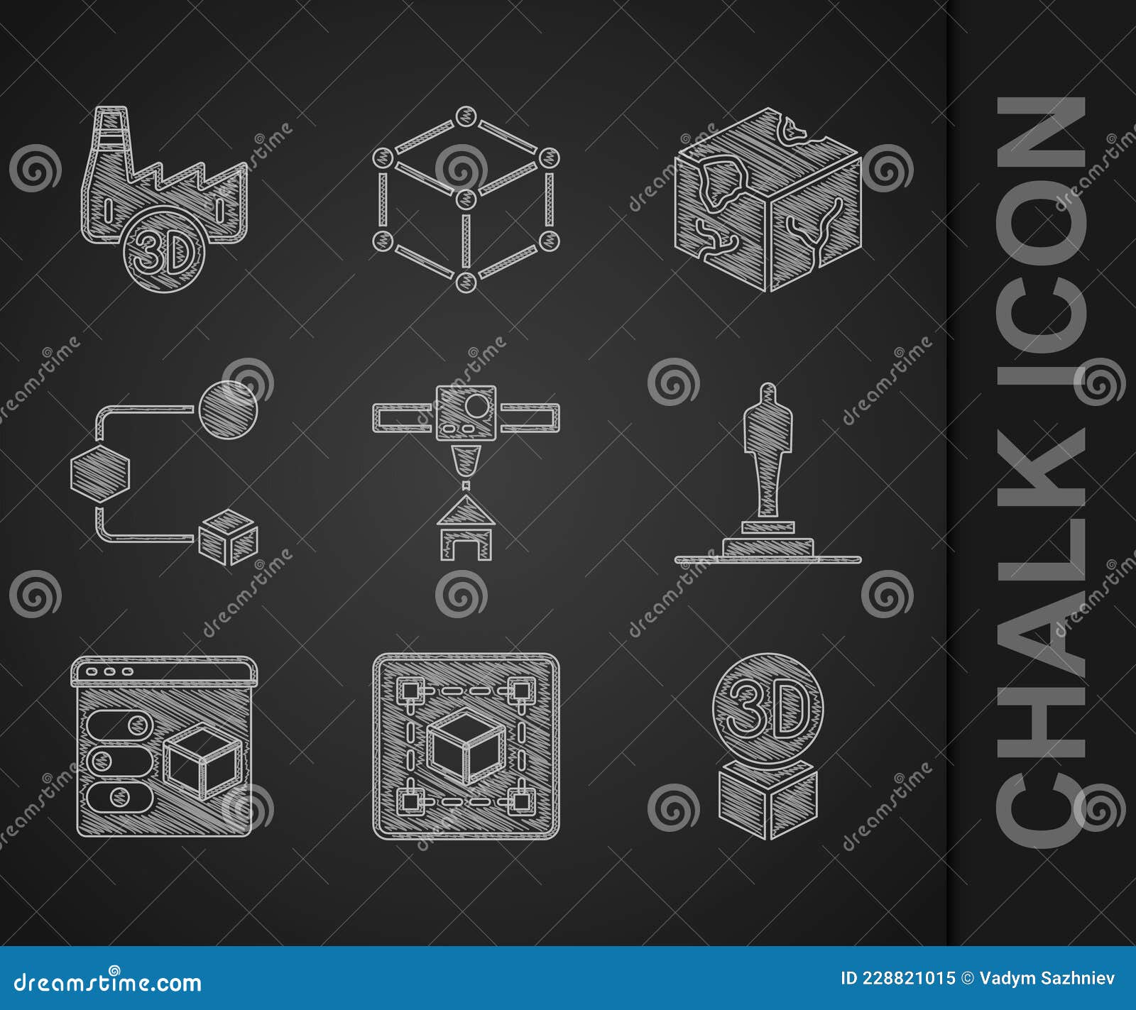 Set 3D Printer House, Geometric Figure Cube, Isometric Cube, Model, and ...