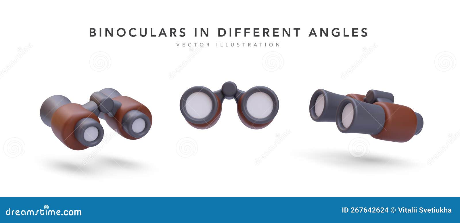 Realistic Binoculars, Front View, Isolated On White Cartoon Vector ...