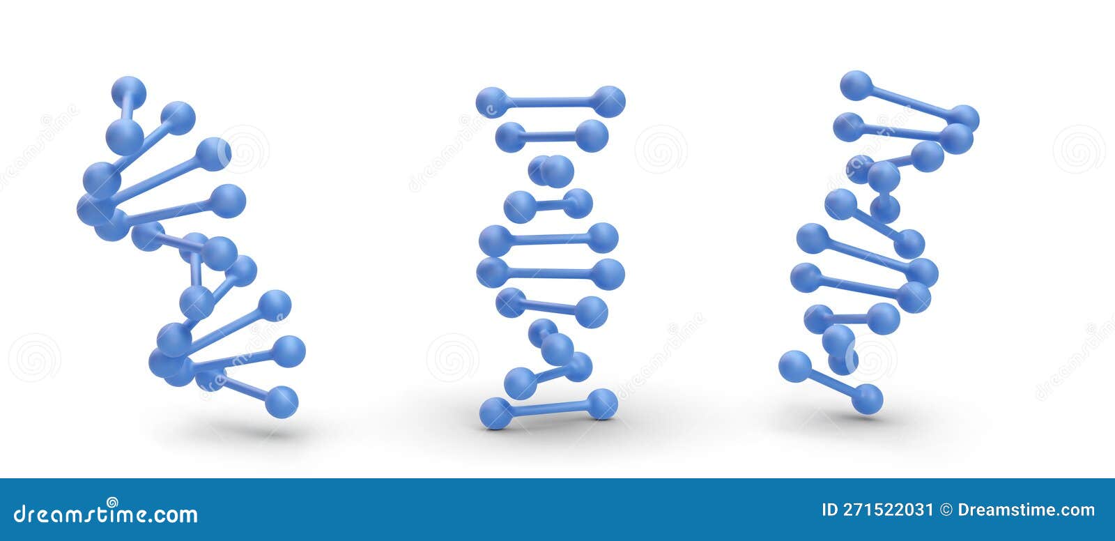 Set of 3d Realistic Blue DNA Icons with Shadow Isolated on White ...
