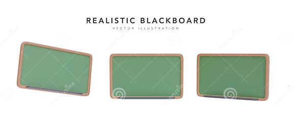 Set of 3d Realistic Green Blackboard in Different Position. Vector ...