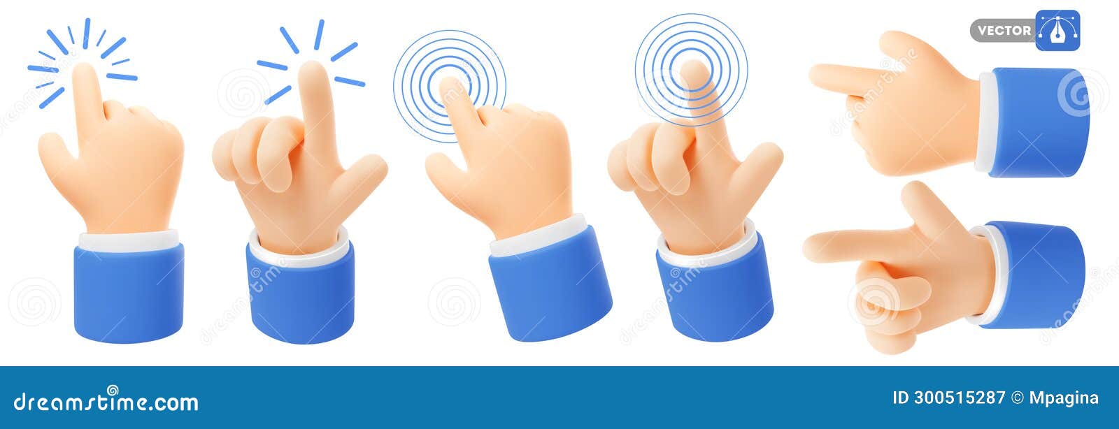 Set of 3D Realistic Icon of Hand Stock Vector - Illustration of vector ...