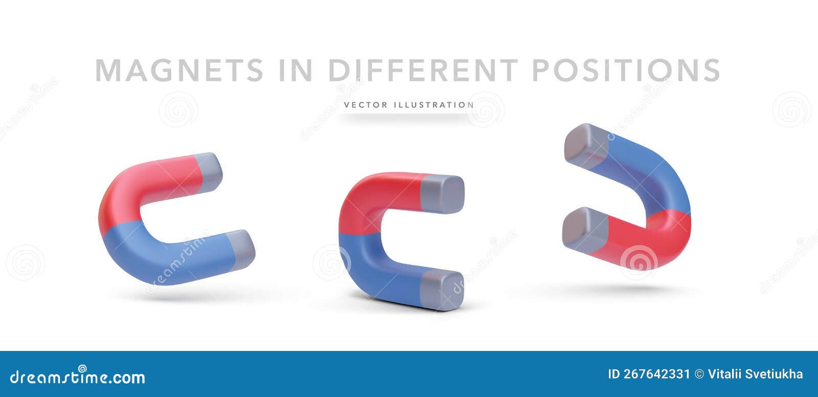 Set of 3d Realistic Magnets Stock Vector - Illustration of steel ...