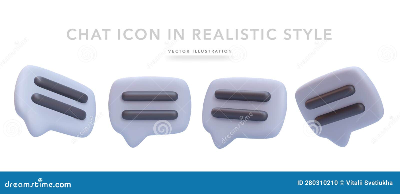 Set of 3d Realistic Message Icons Isolated on White Background. Vector ...