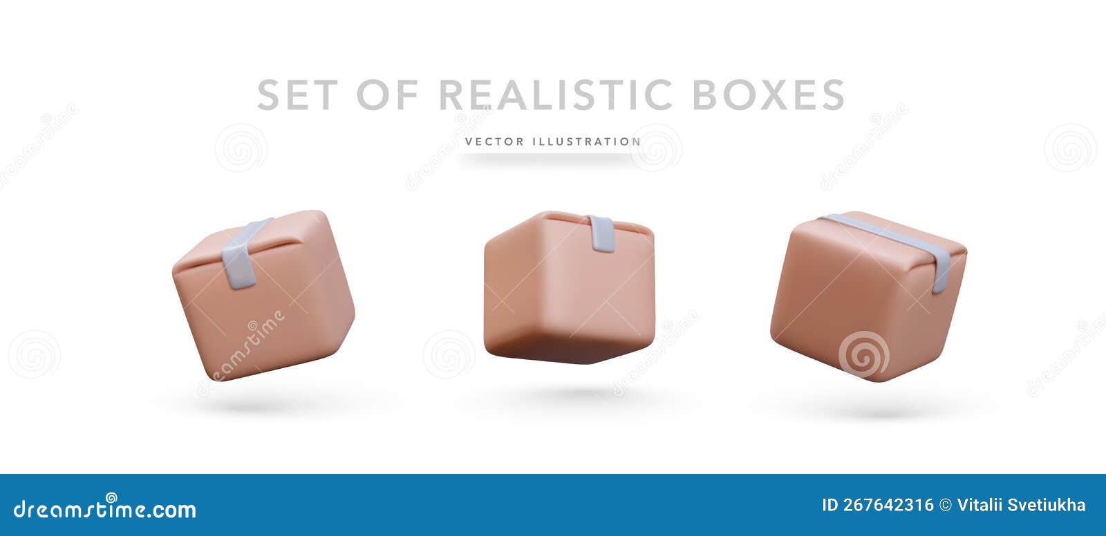 Set of 3d Realistic Parcels Flying in Air Stock Vector - Illustration ...