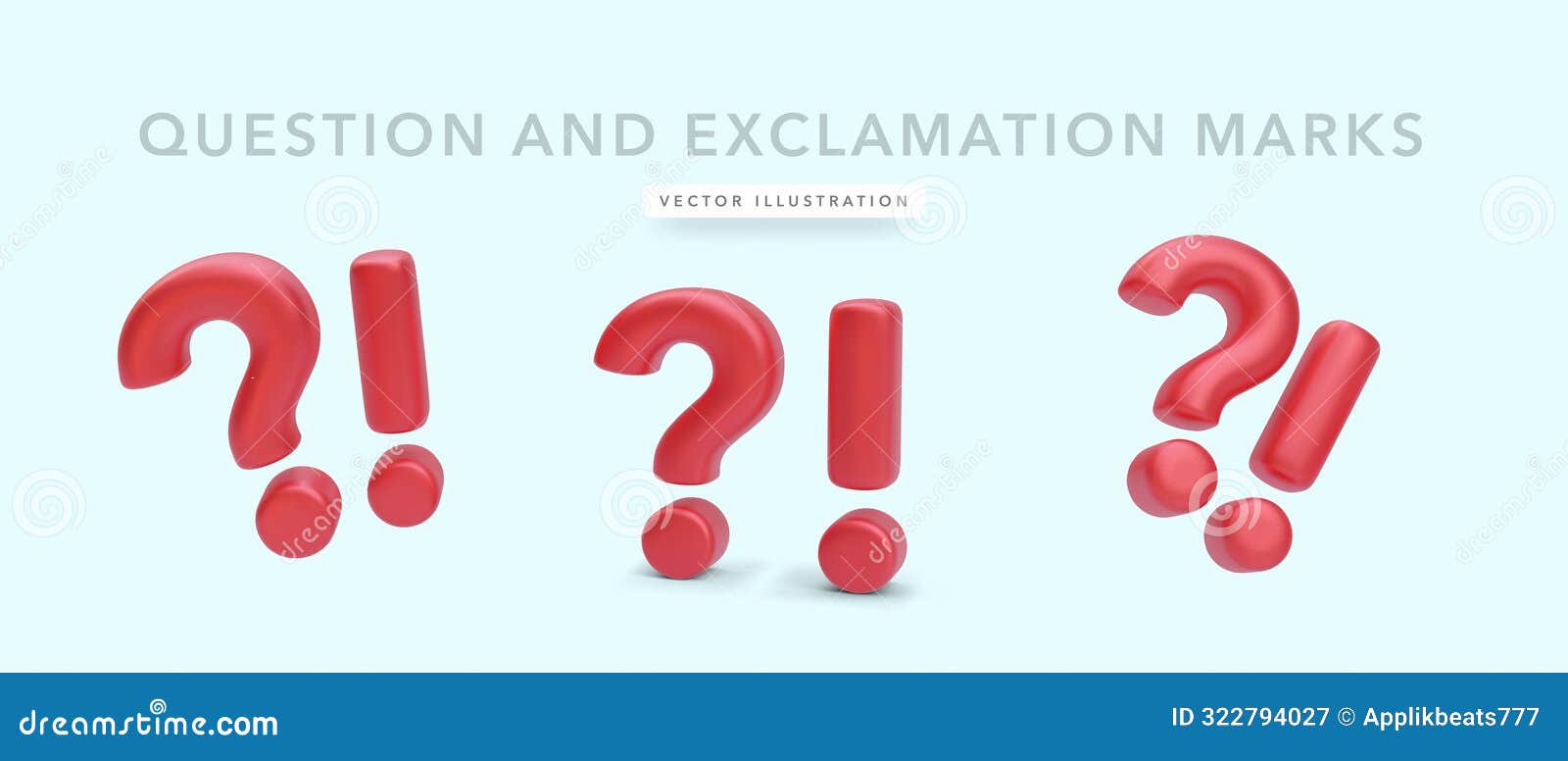 Set of 3d Realistic Question Marks and Exclamation Marks Isolated on ...