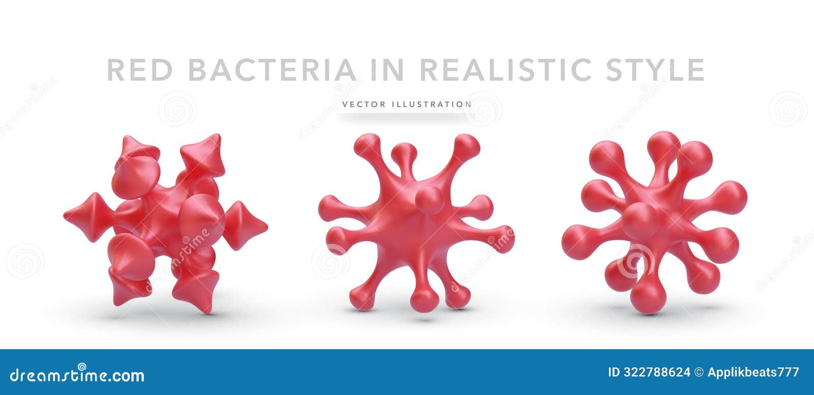 Set of 3d Realistic Red Bacteria with Shadow Isolated on White ...
