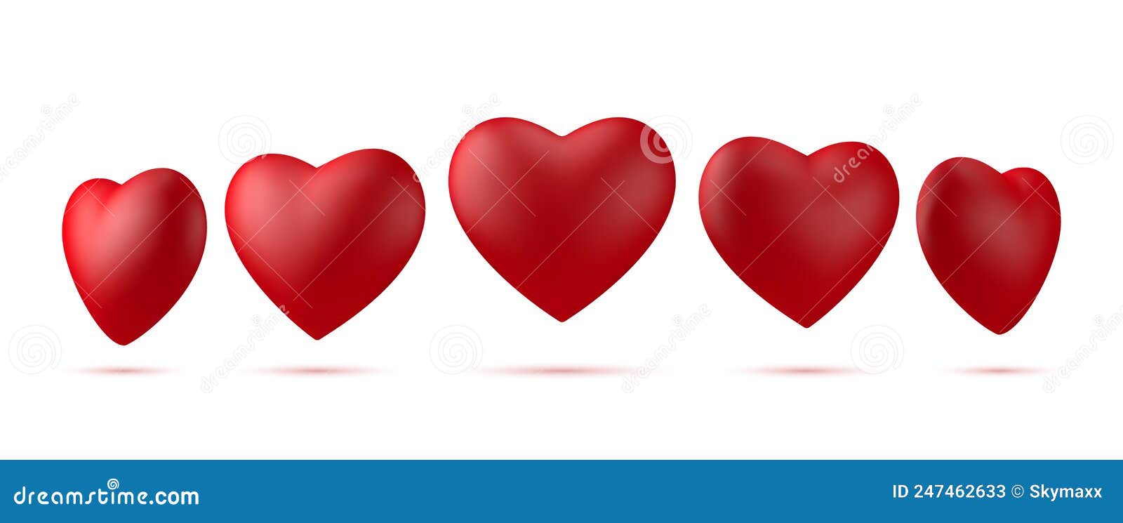 Set of 3d Realistic Red Hearts in Different Angles Stock Vector ...