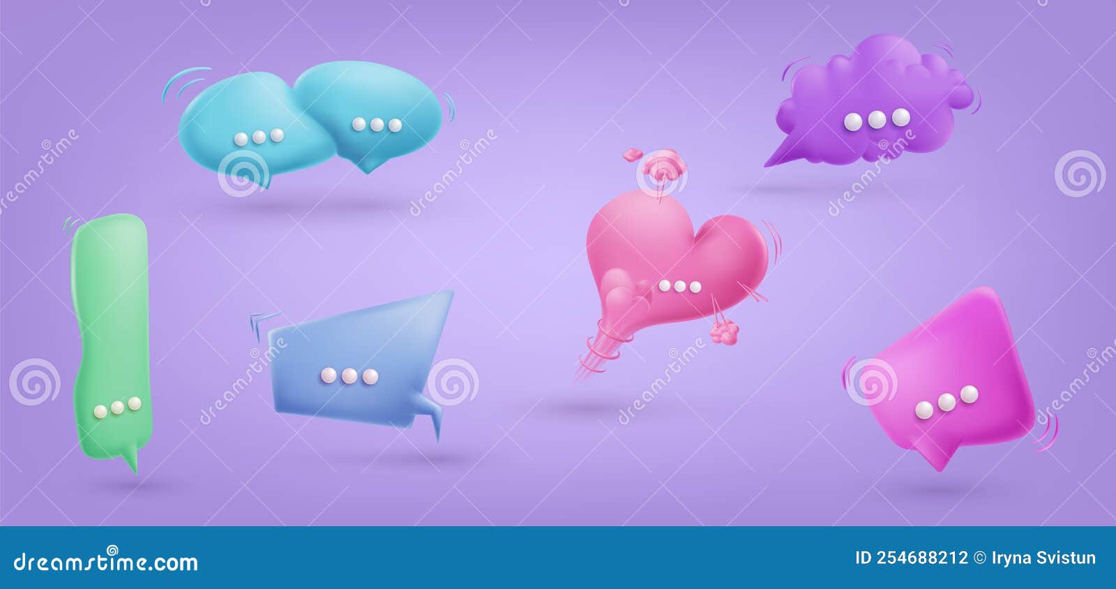 Set of 3d Realistic Speech Bubbles. Cartoon Speech Bubblebox. Chatting ...