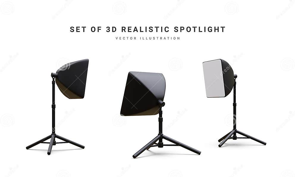 Set of 3d Realistic Spotlights Isolated on White Background ...