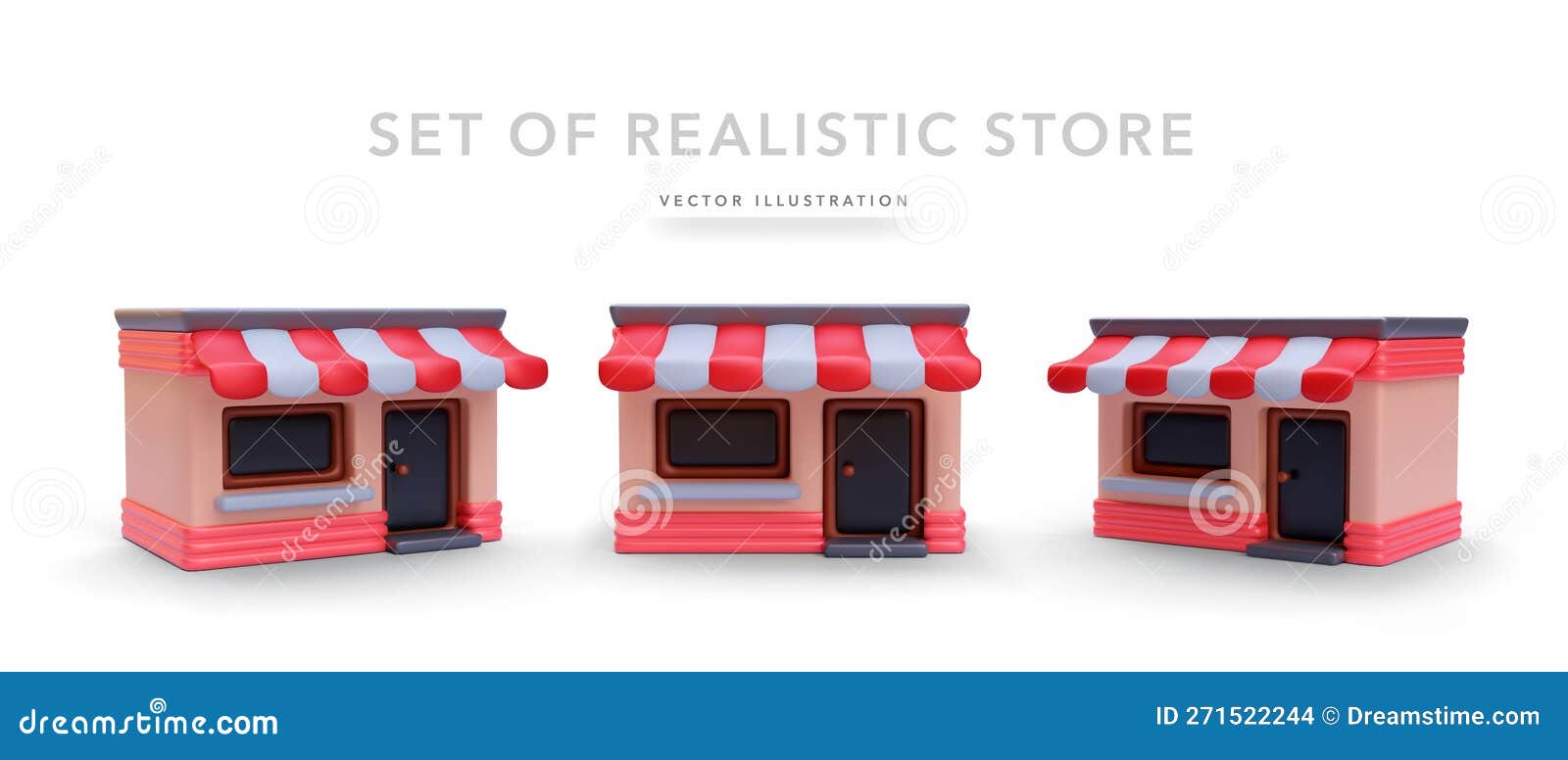Set of 3d Realistic Store with Shadow Isolated on White Background ...