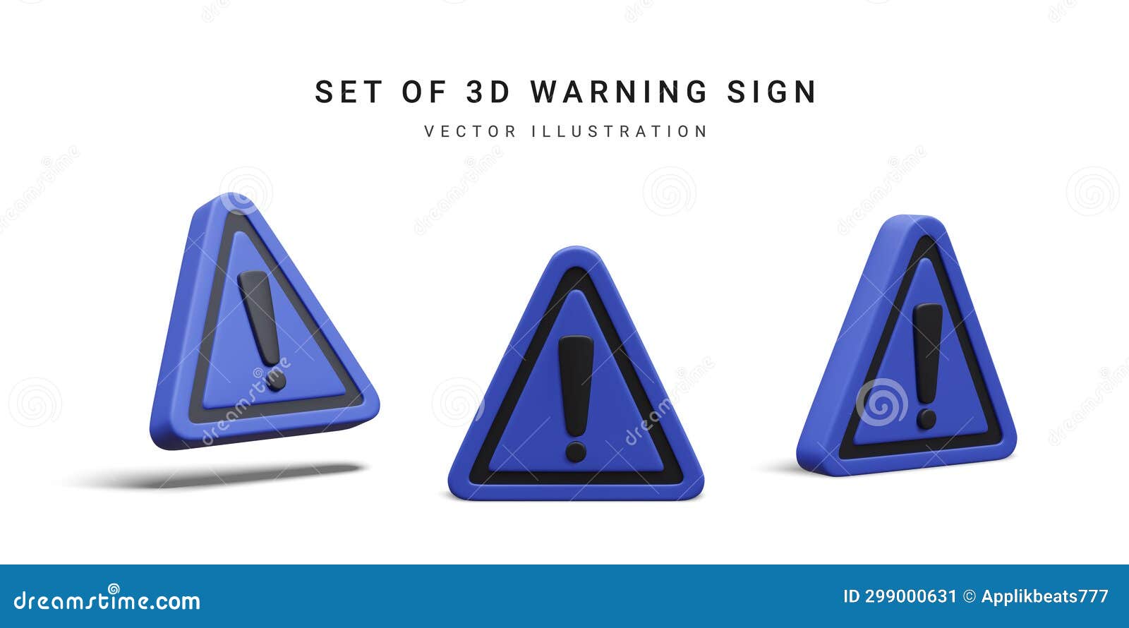 Set of 3d Realistic Triangle Warning Sign with Exclamation Mark ...