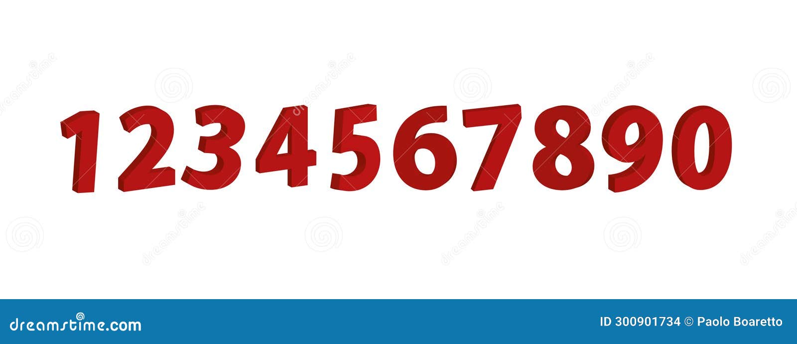 Set of 3D Red Numbers Sign. 3D Number Symbol Stock Illustration ...