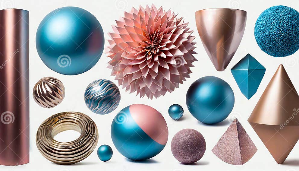 Set of 3d Render Realistic Primitives on White Background. Isolated ...