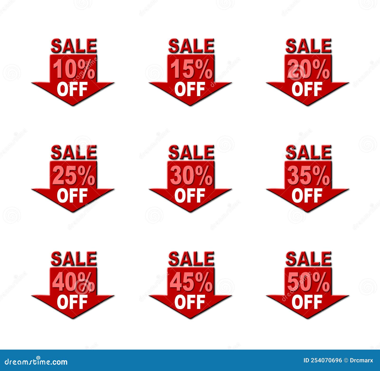 A Set of 9 - 3D Rendered Discount Labels Stock Illustration ...