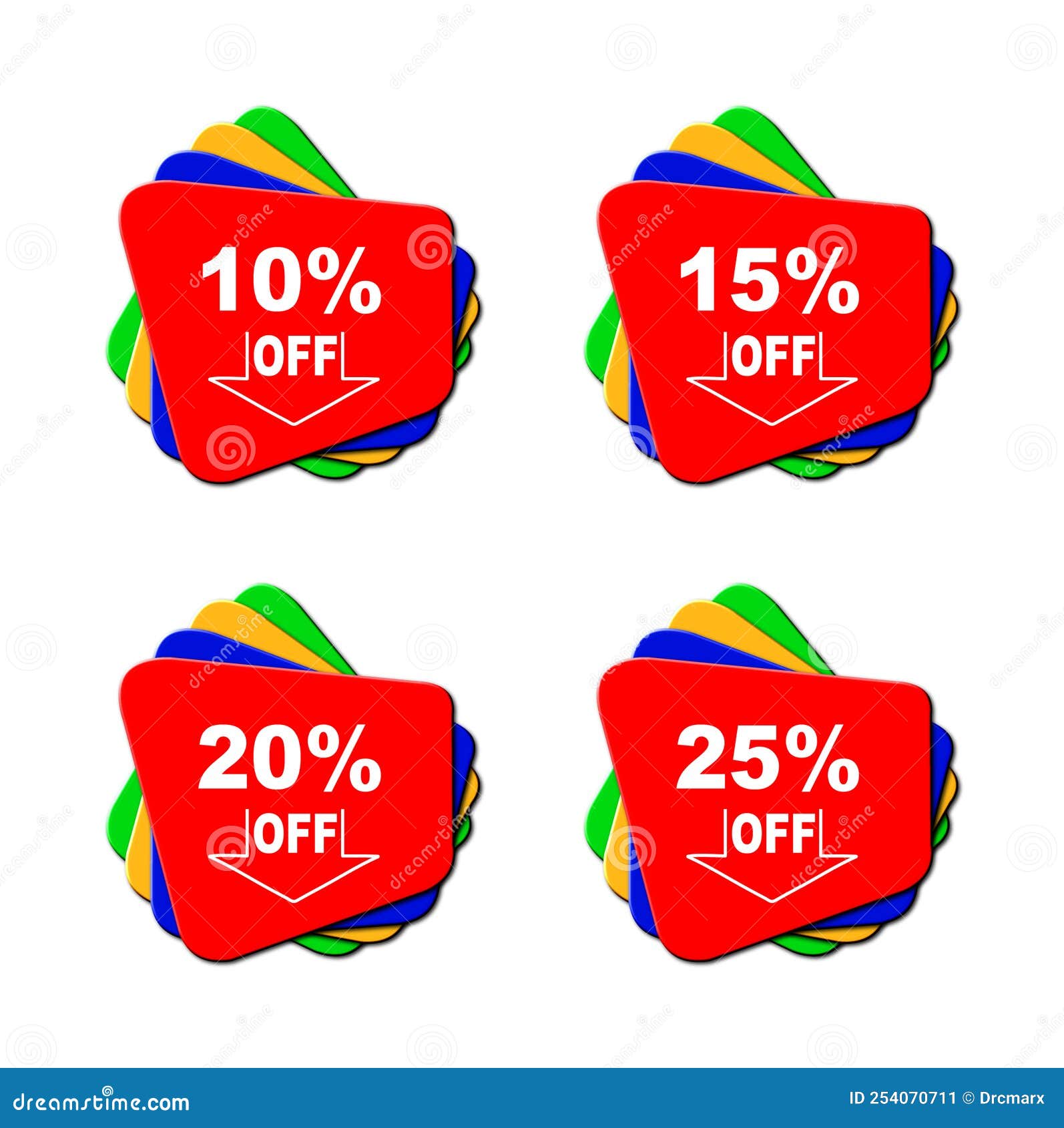 A Set of 4 3D Rendered Discount Labels Stock Illustration ...