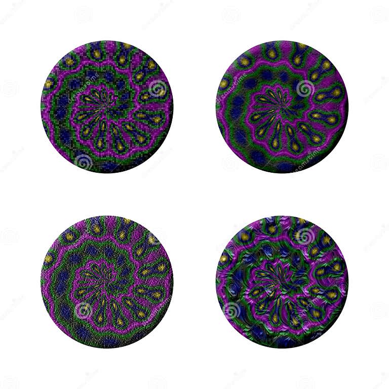 Artistic Circular Buttons with a Spiral Pattern with Different Surface ...