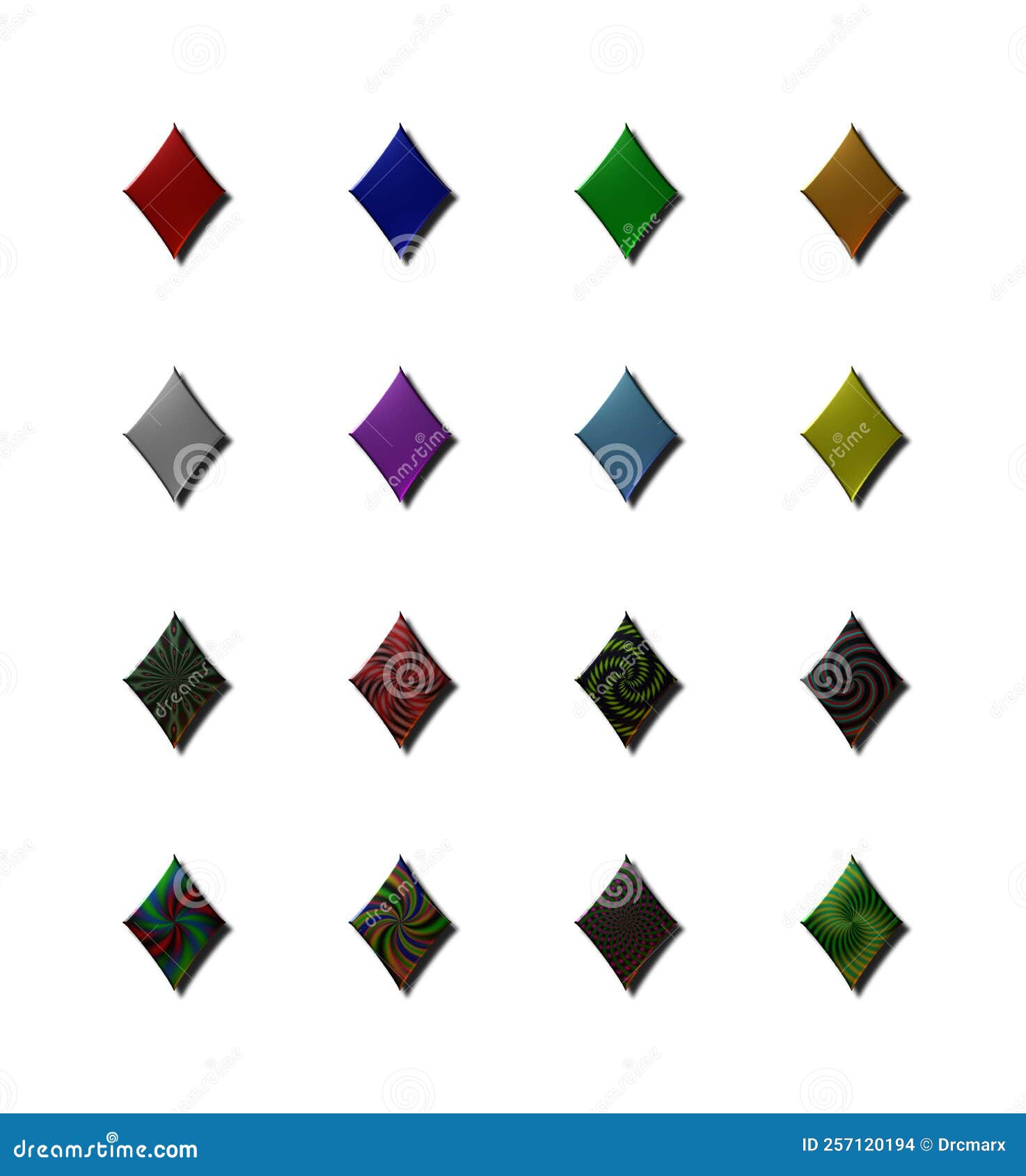 A Set of 16 - 3D Rendered Illustrations of Metallic Textured Cards ...