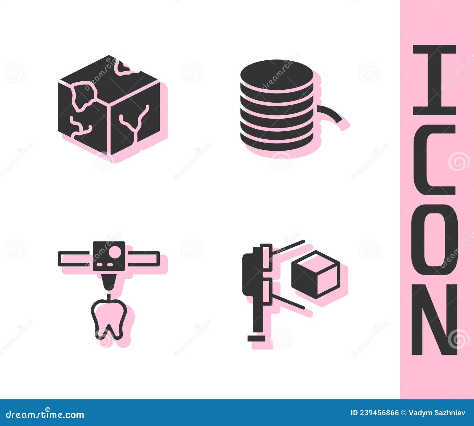 Set 3D Scanner with Cube, Isometric, Printer Tooth and Filament for ...