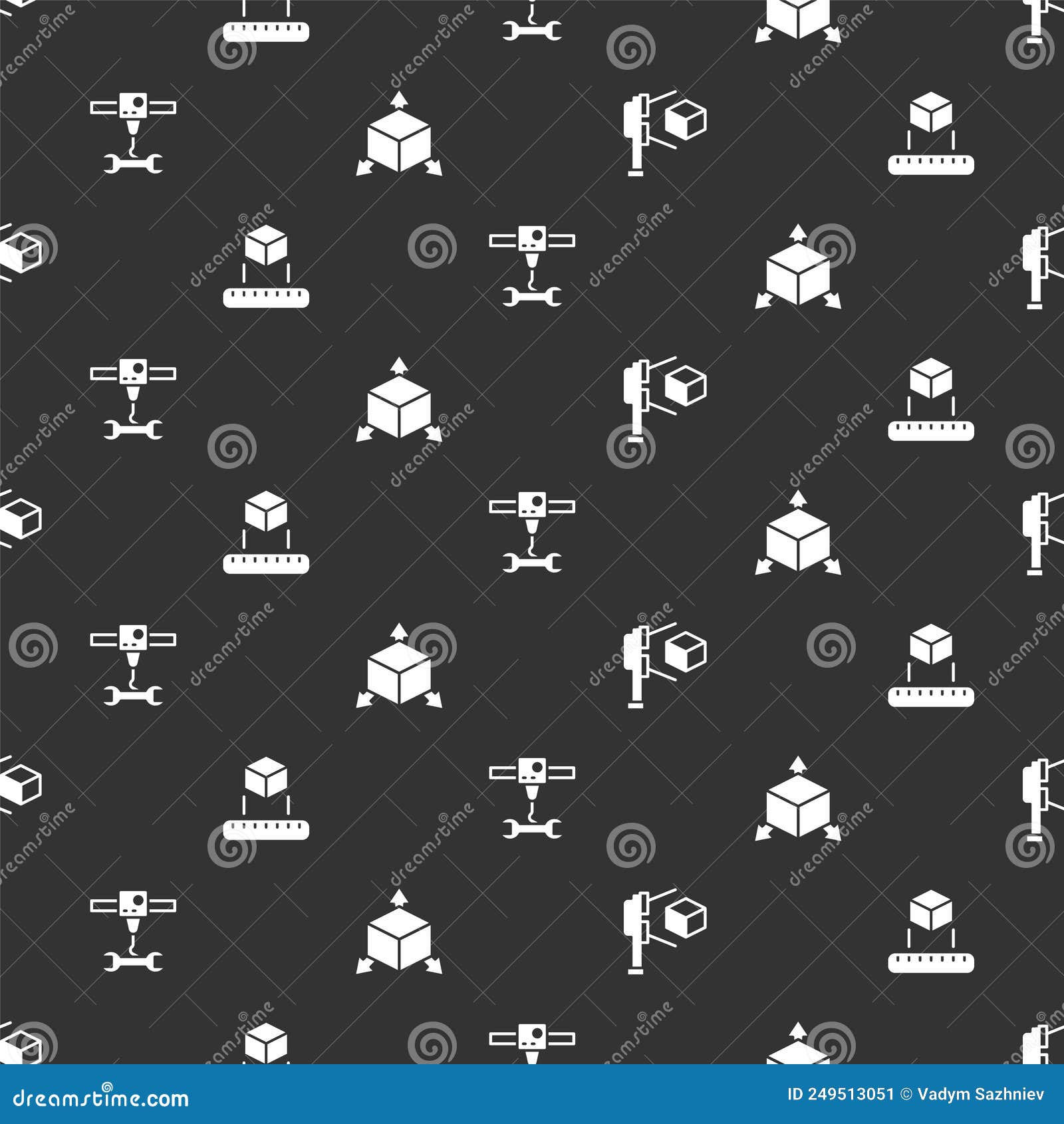 Set 3D Scanner with Cube, Isometric, Printer Wrench Spanner and on ...