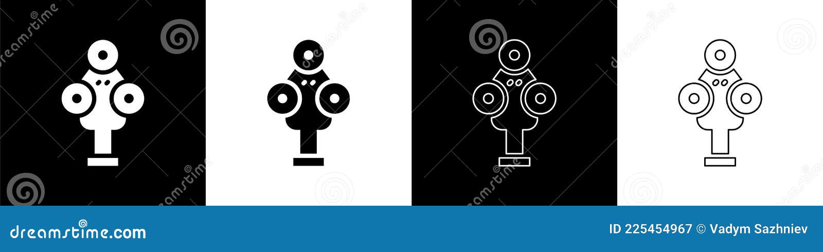 Set 3D Scanner Icon Isolated on Black and White Background. Vector ...