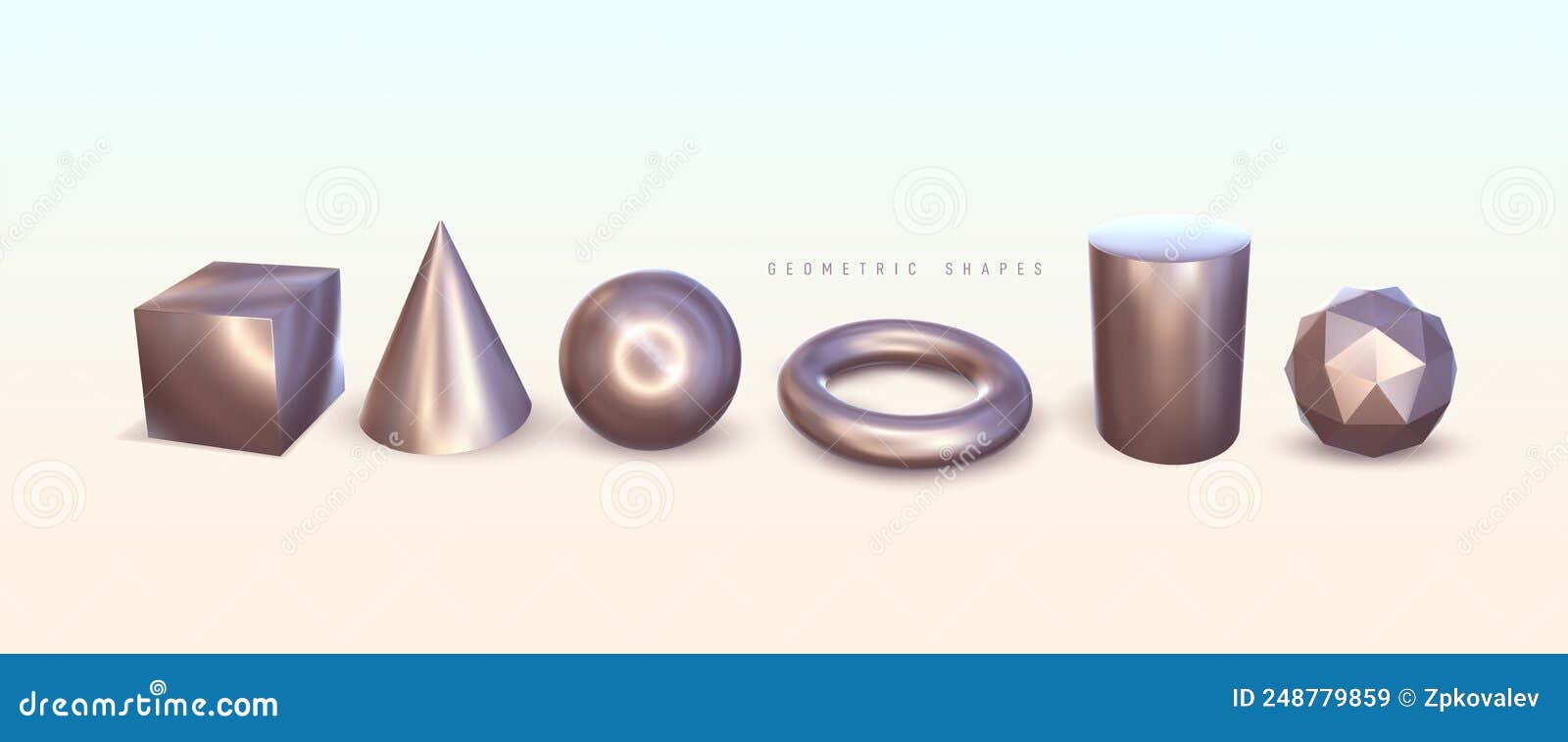 Set of 3d Silver Geometry. Vector Realistic Render Grey Metallic ...