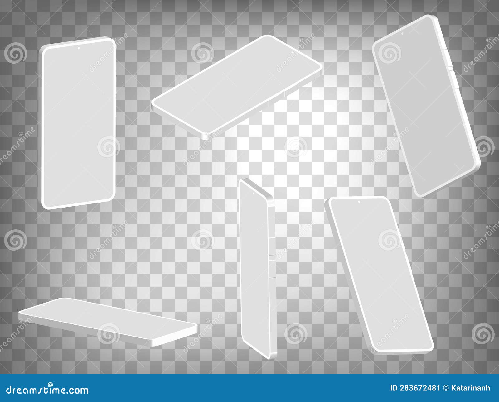 Set of 3d Smartphone on Transparent Background. Smartphone 3d Icon ...