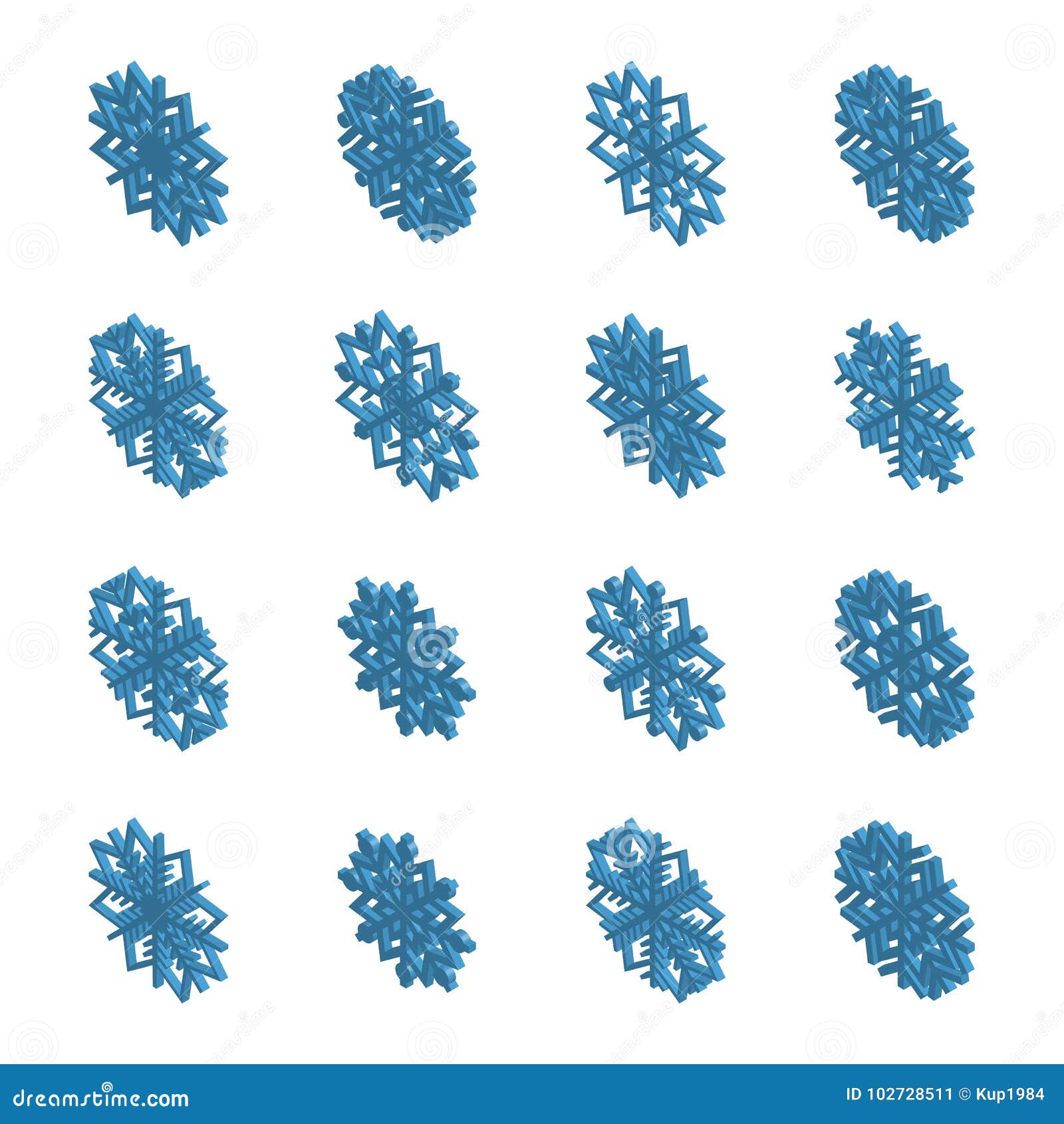 Set of 3D Snowflakes, Vector Illustration. Stock Vector - Illustration ...