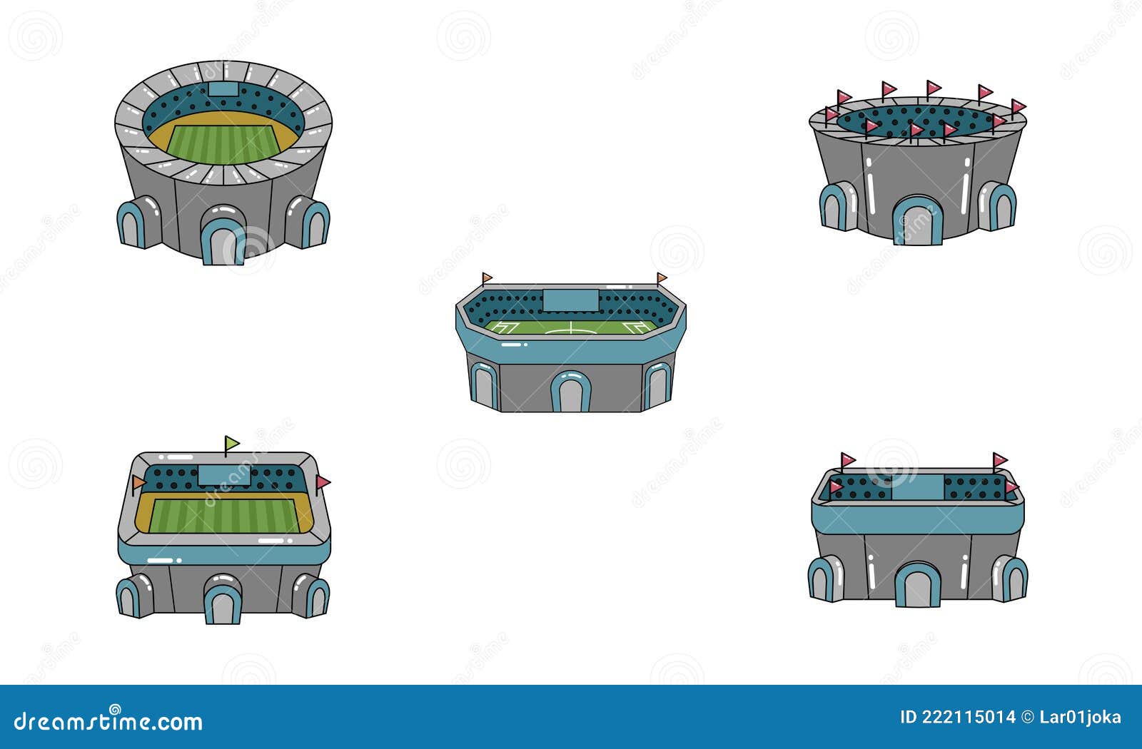 Set of 3D stadiums icons stock vector. Illustration of architecture ...