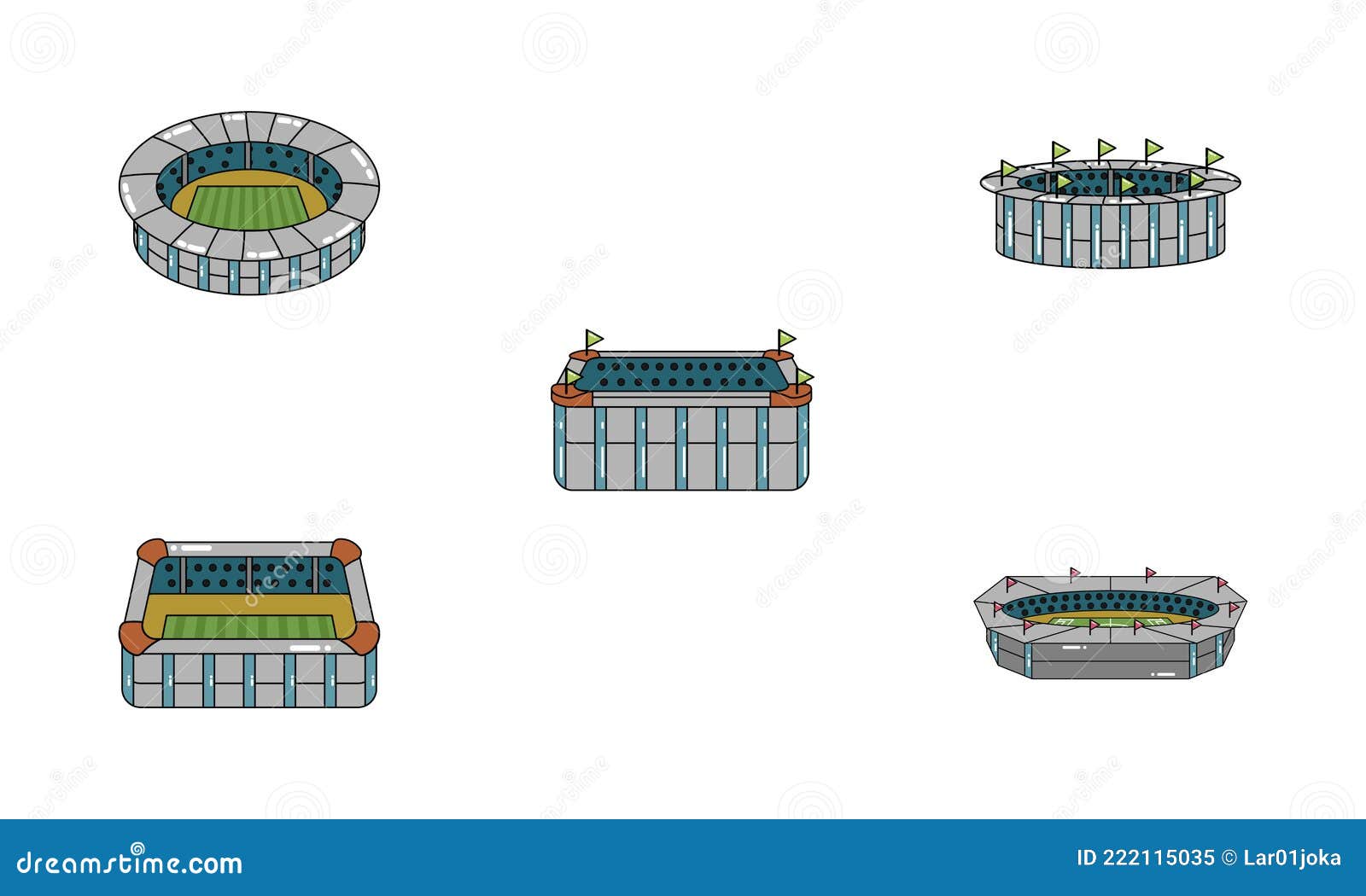 Set of 3D stadiums icons stock vector. Illustration of game - 222115035