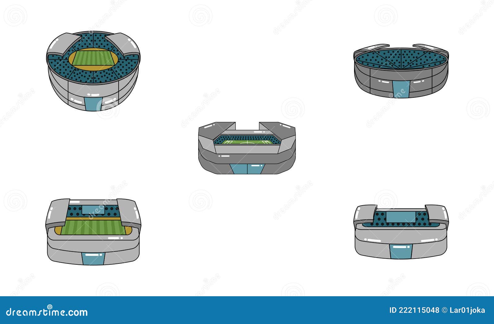 Set of 3D stadiums icons stock vector. Illustration of field - 222115048