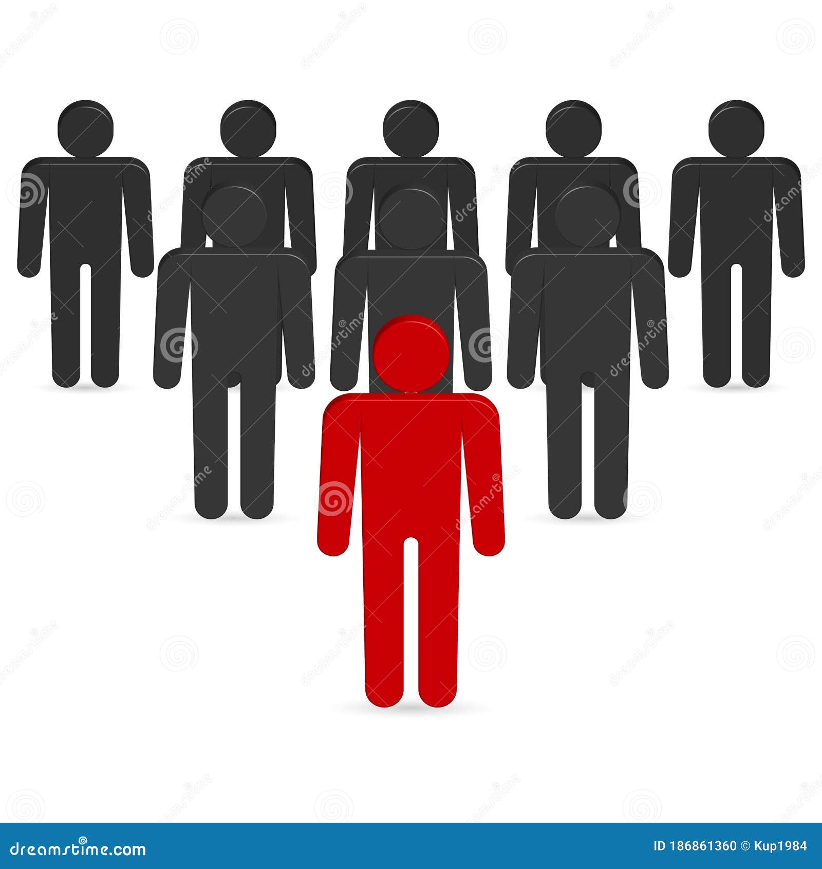 Set of 3D Stick Figures with Team Leader, Vector Illustration Stock ...